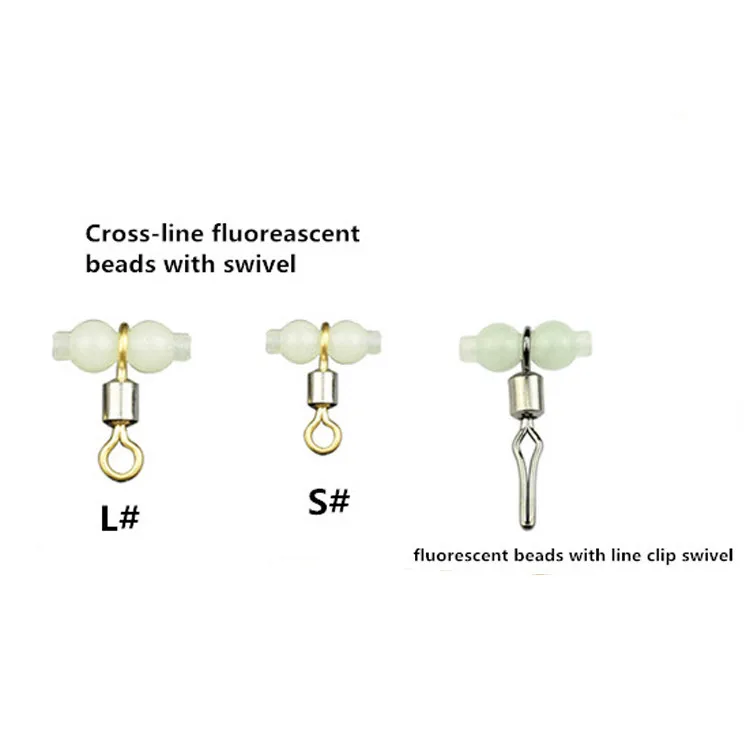 Sea Fishing Stainless Cross-line Fluorescent Beads With Swivel For ...