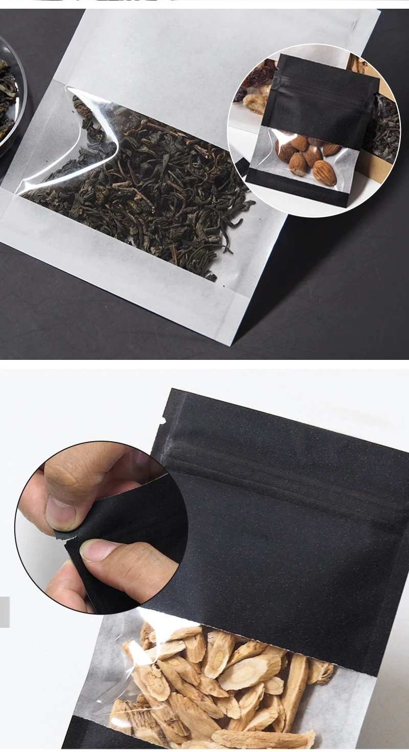 Tea Sachet Food Packaging Zipper Flat Pouch White Black Brown Kraft ...