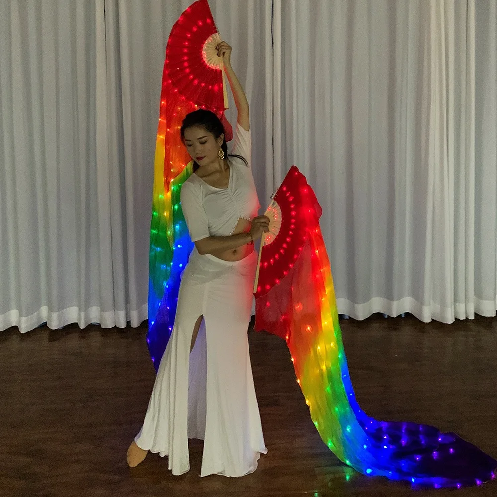 Belly Dance Fans - Elegant LED Silk Fans for Stage Performance