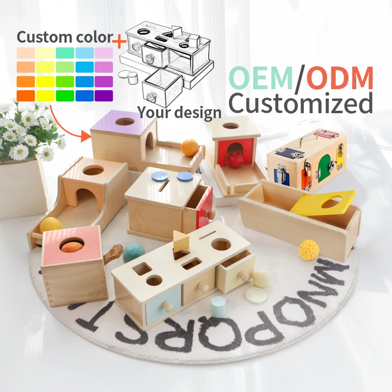 Montessori Kids Wooden Coin Box Drawer Game Educational Toys Preschool ...