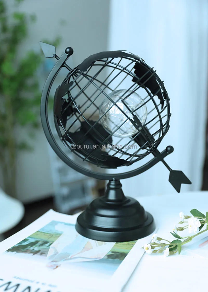 Illuminated Rotating Globe Lamp LED Lighted Desk Globe Earth Metal ...