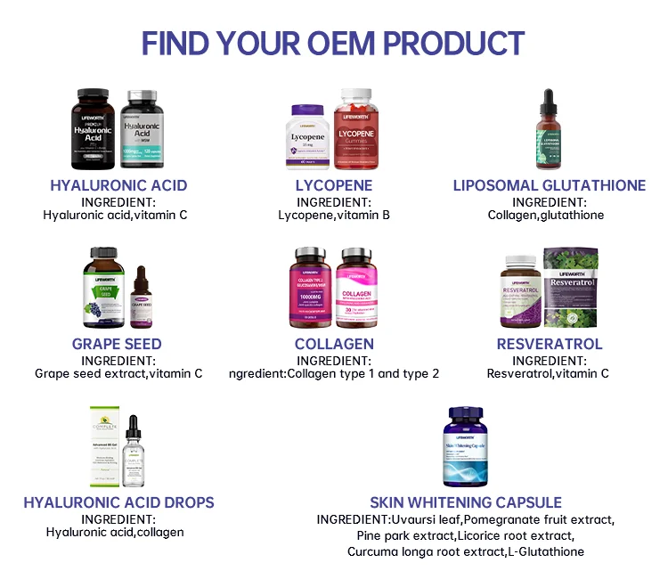 Lifeworth 2000mg Skin Whitening Liposomal Glutathione Liquid Hyaluronic ...