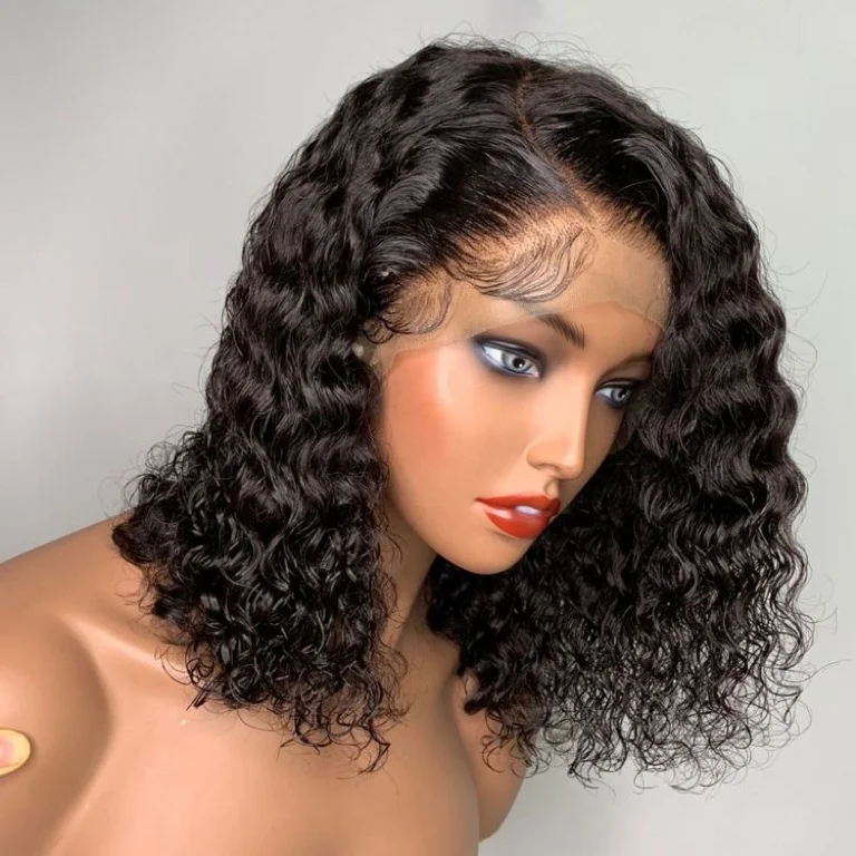 Glueless 5x5 Ready to Wear Deep Wave HD Lace Closure Wig Human Hair Pre ...