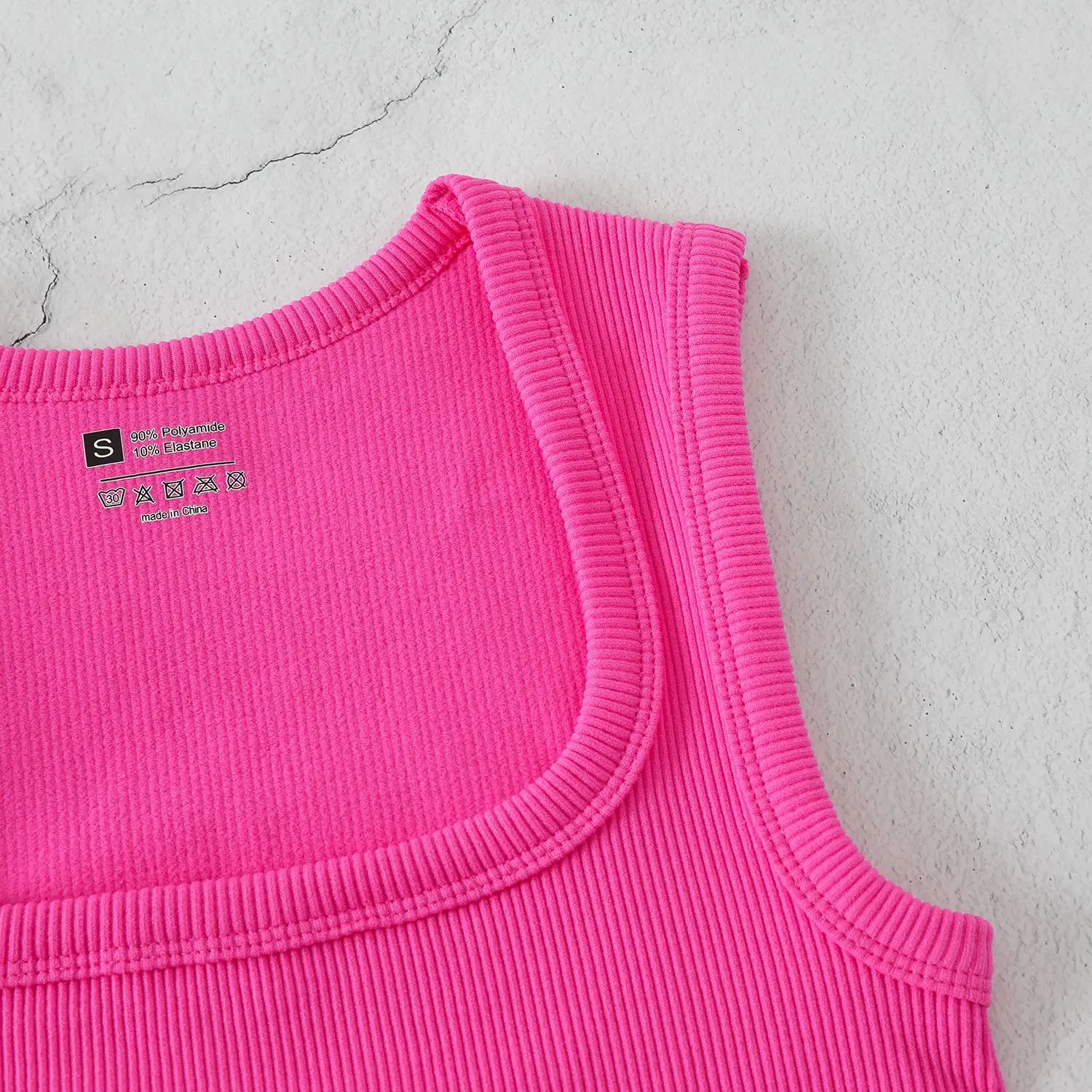 90% Polyamide 10% Elastane Women Square Neck Sport Yoga Crop Tank Top ...