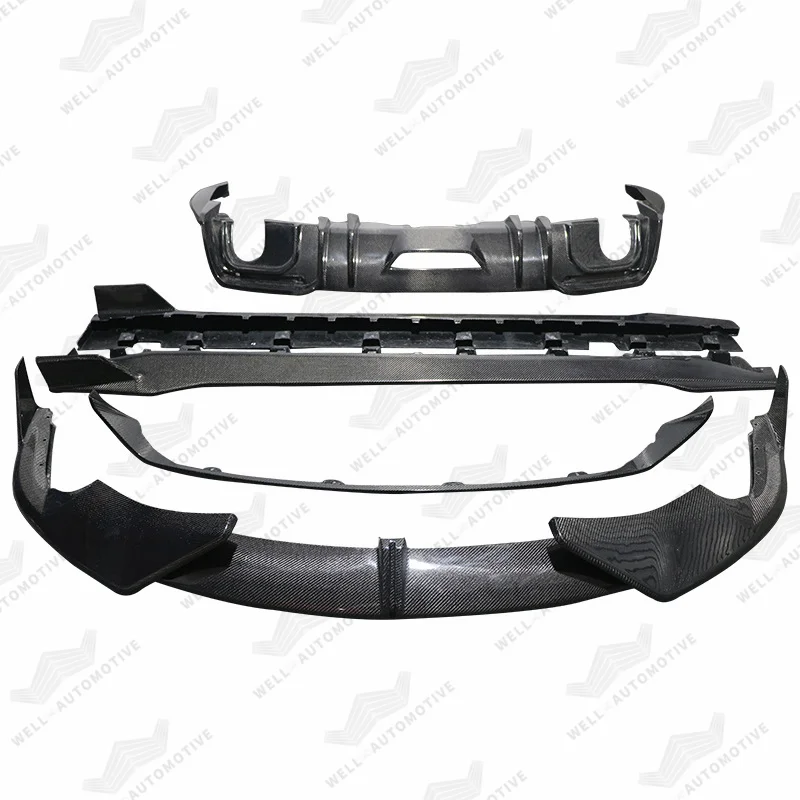 High Quality Carbon Fiber Front Lip Rear Diffuser Black Side Skirts For ...