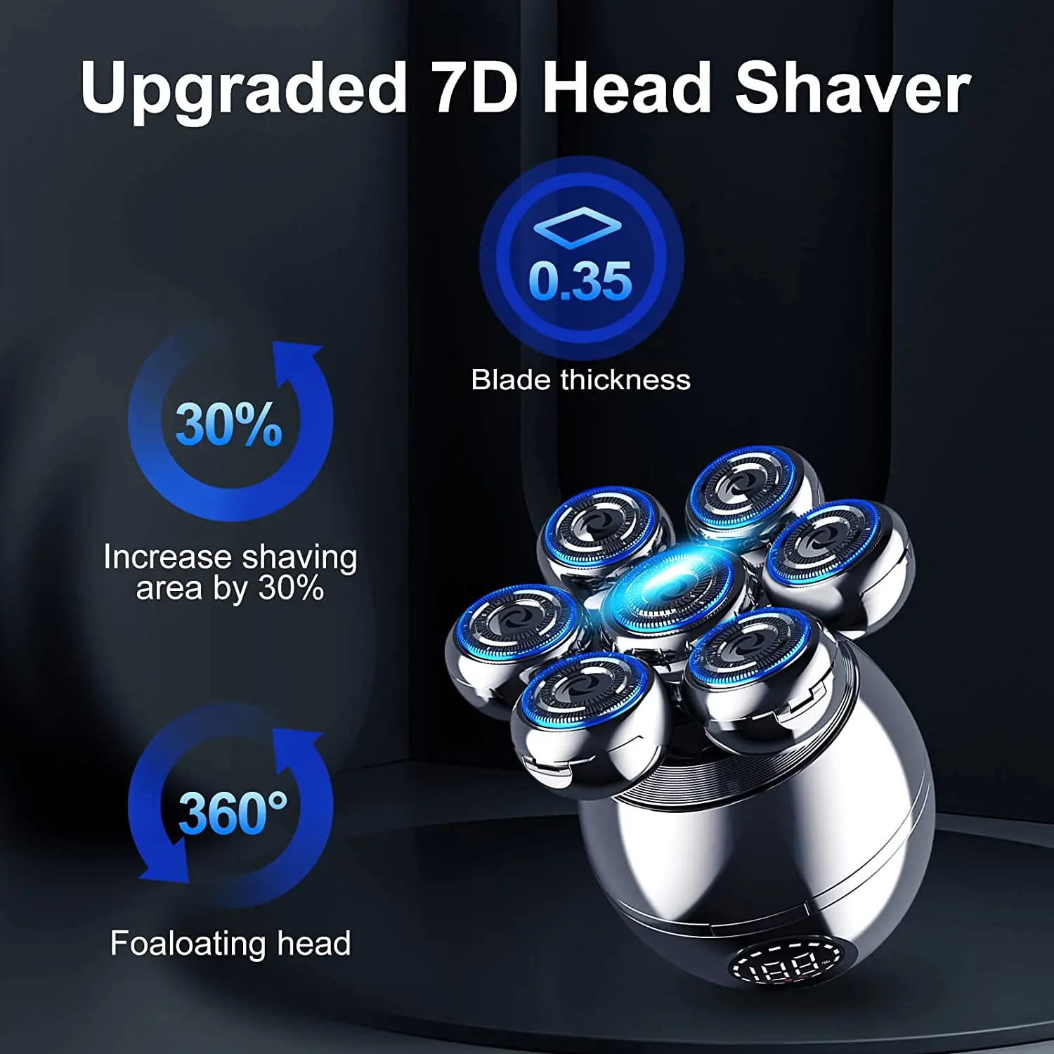Rq8870 Head Shaver Men 6 In 1 Waterproof With Lcd Display Bald Head ...