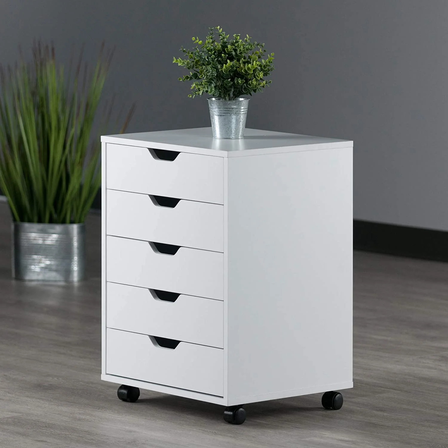 White Drawer Unit On Casters 5 Drawer Storage Office Drawer Chest ...
