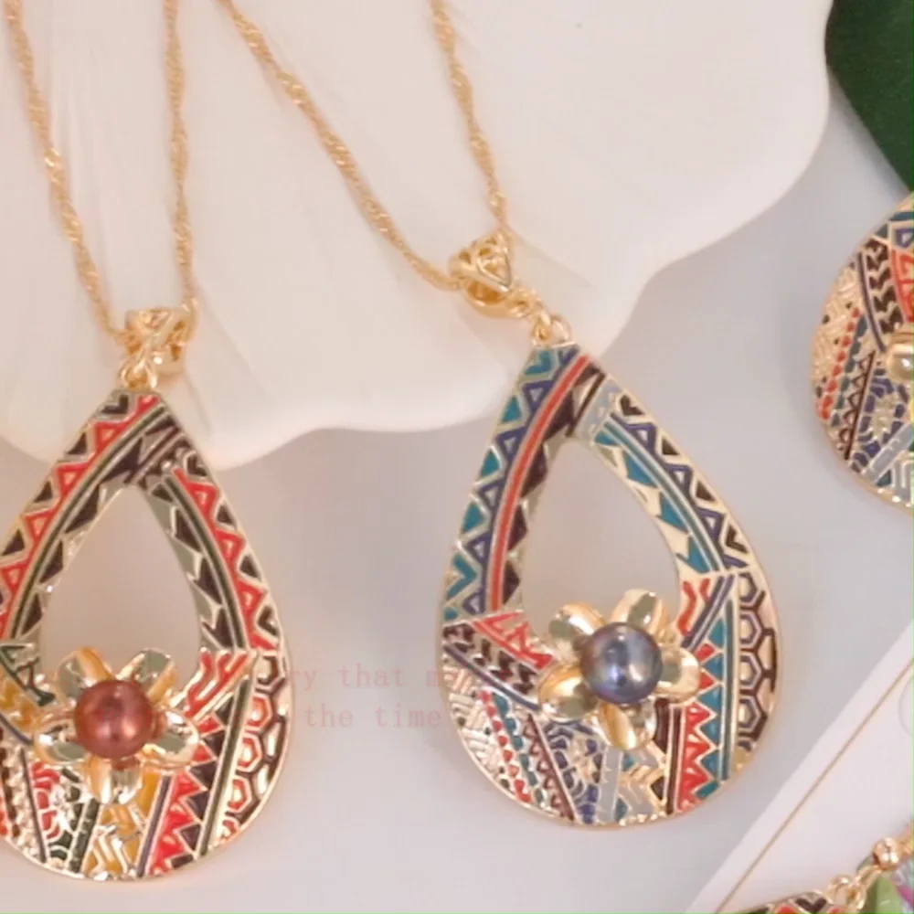 Cring Coco Polynesian Jewelry Pearl Sets 14k Gold Plated Set Hawaiian ...