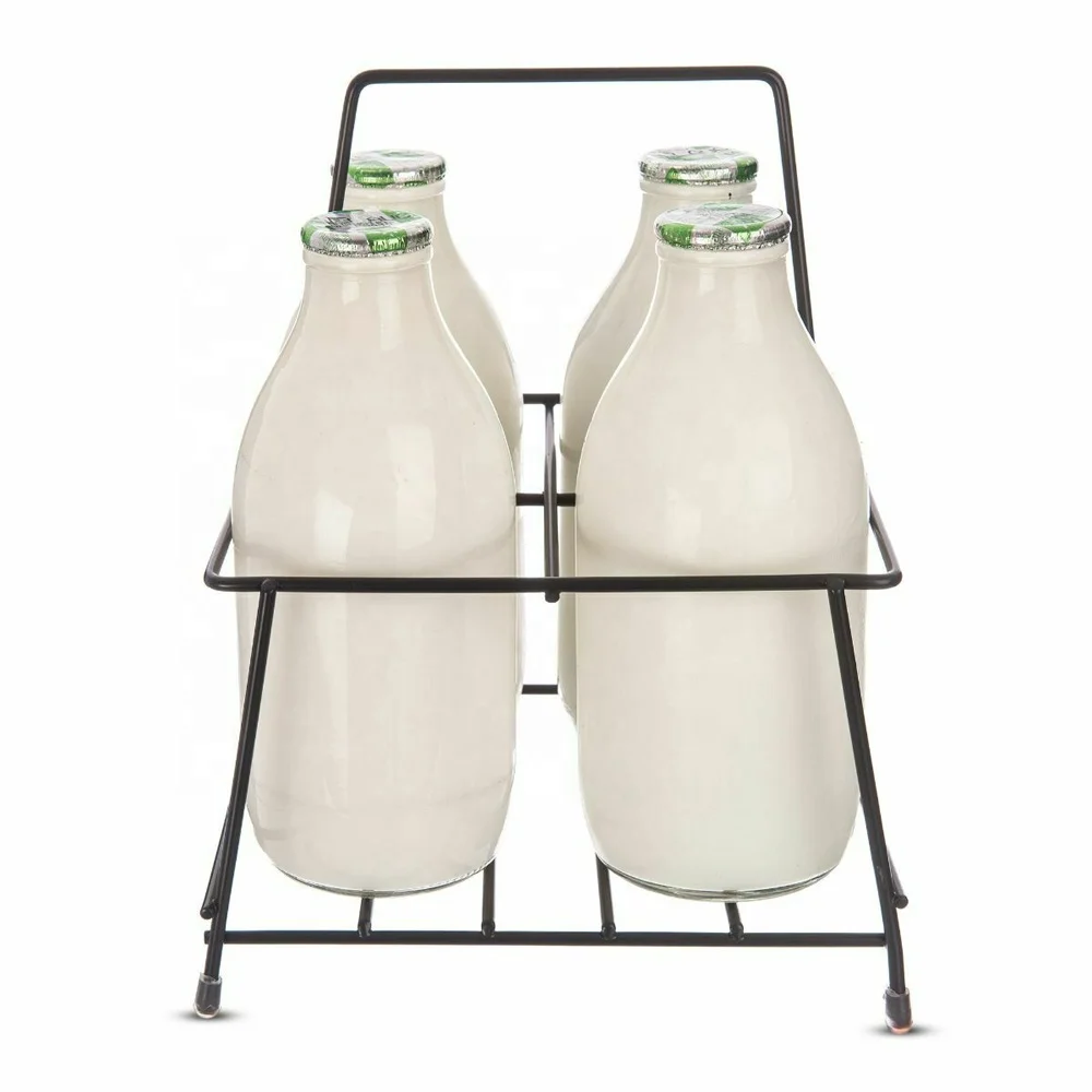 Customized Wire Metal 4 Milk Bottle Holder Carrier Basket Tidy Crate ...