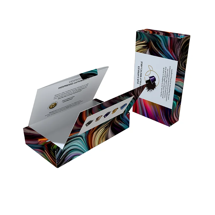 Custom Printed White Cardboard Pod Coffee Capsule Box