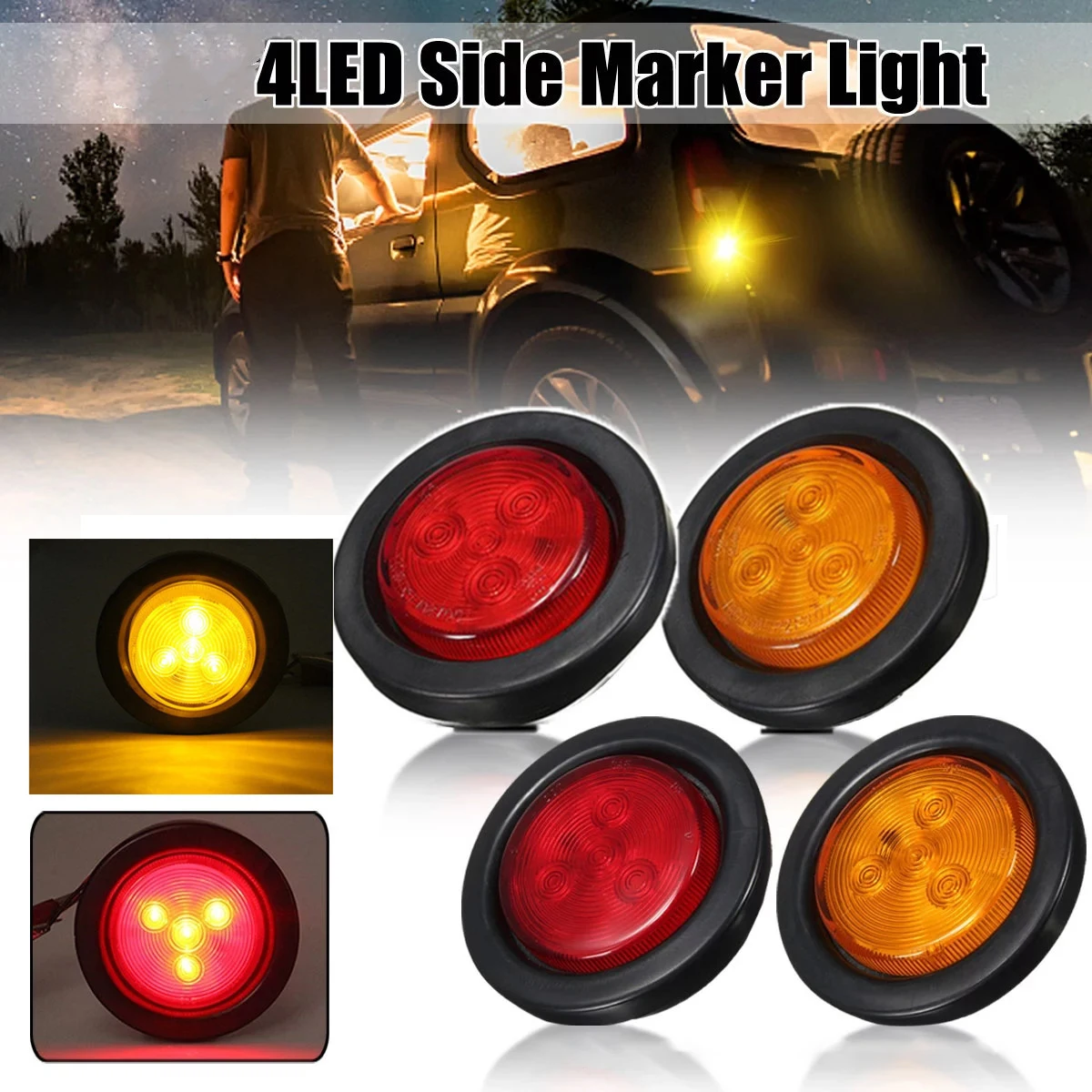 2inch 2.5 Inch 12v 24v Round 4led Rubber Ring Marker Side Marker Lamp ...