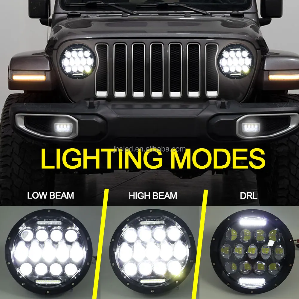 High Power 7inch Round Led Motor Lights Drl Led Headlight Hi Lo Beam ...