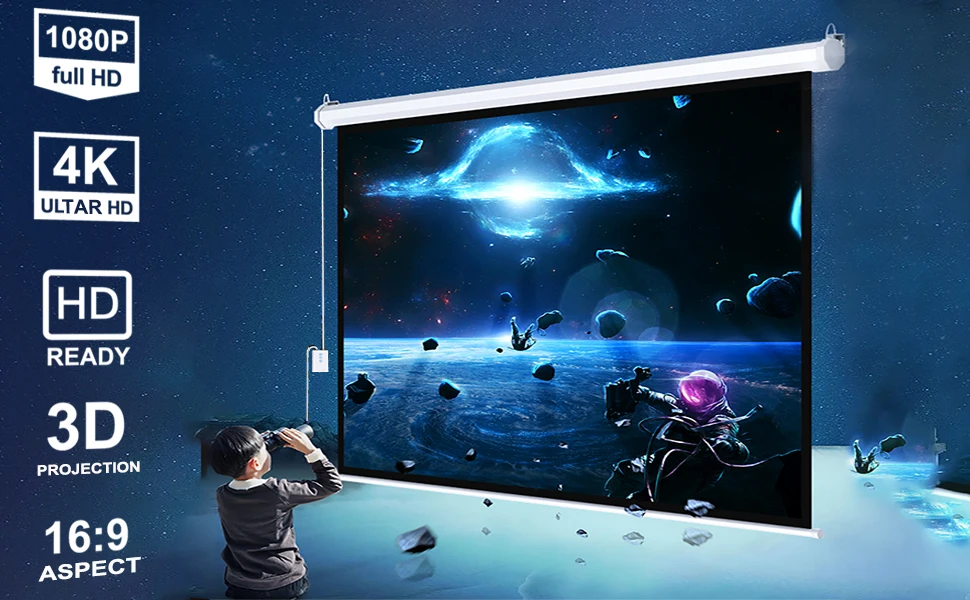 400 Inch Projector Screen with Remote Control - Perfect for Home Theater