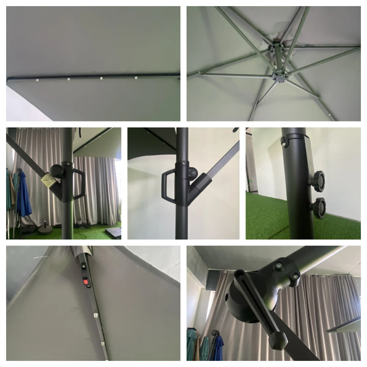 Garden Aluminium Umbrellas Solar Powered Heavy Duty Parasol Rectangle ...