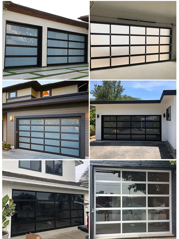 Glass Full View Automatic Garage Door Mirror Glass Garage Door ...
