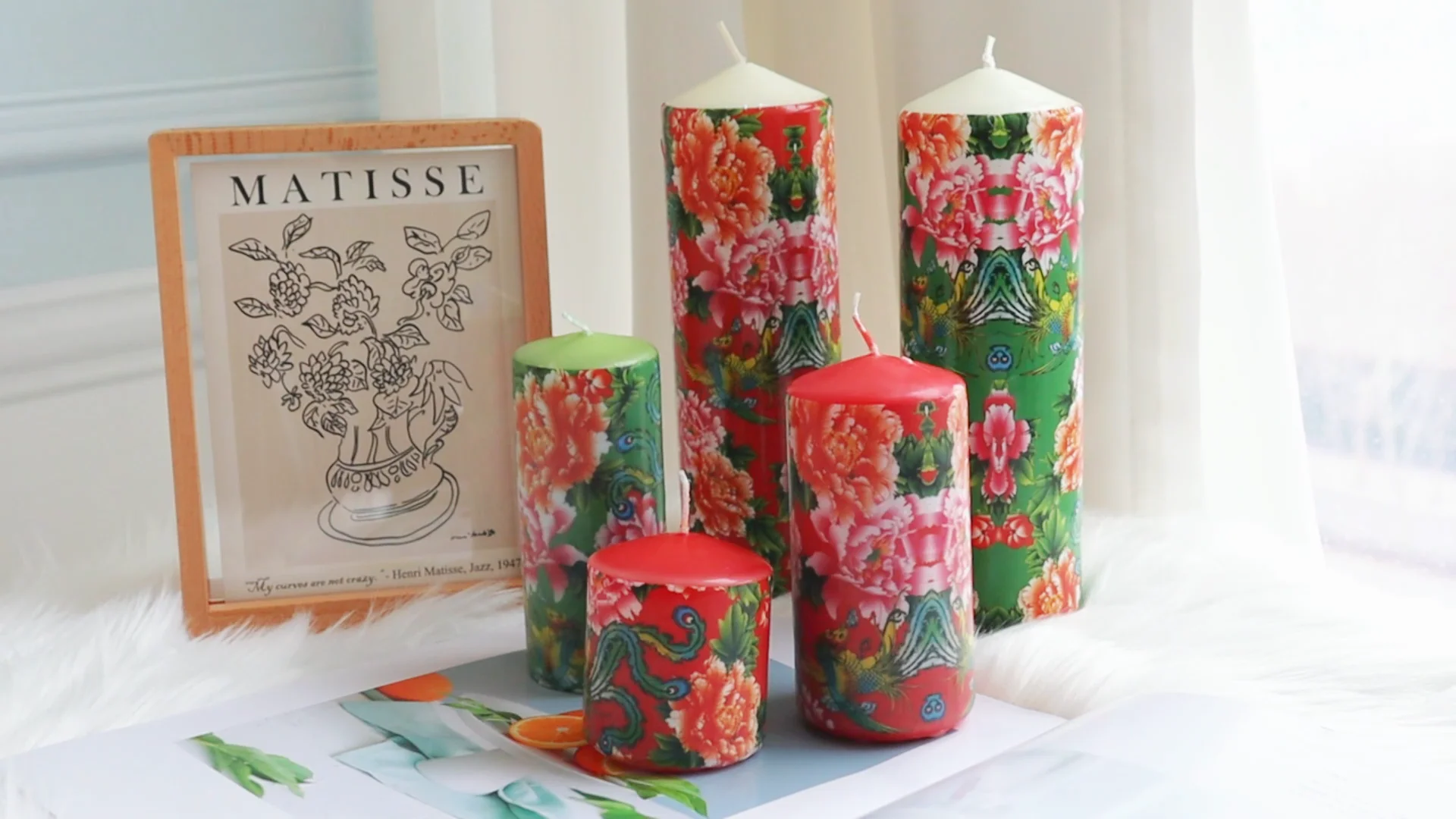 Dongbei Feature Custom Decal Pillar Candles Paraffin Wax Pillar Candles ...