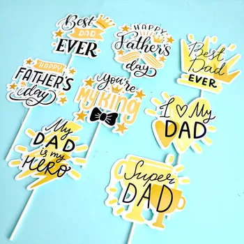 Dad Cake Topper Paper Best Dad Ever Cake Toppers Gift Decorations Happy ...