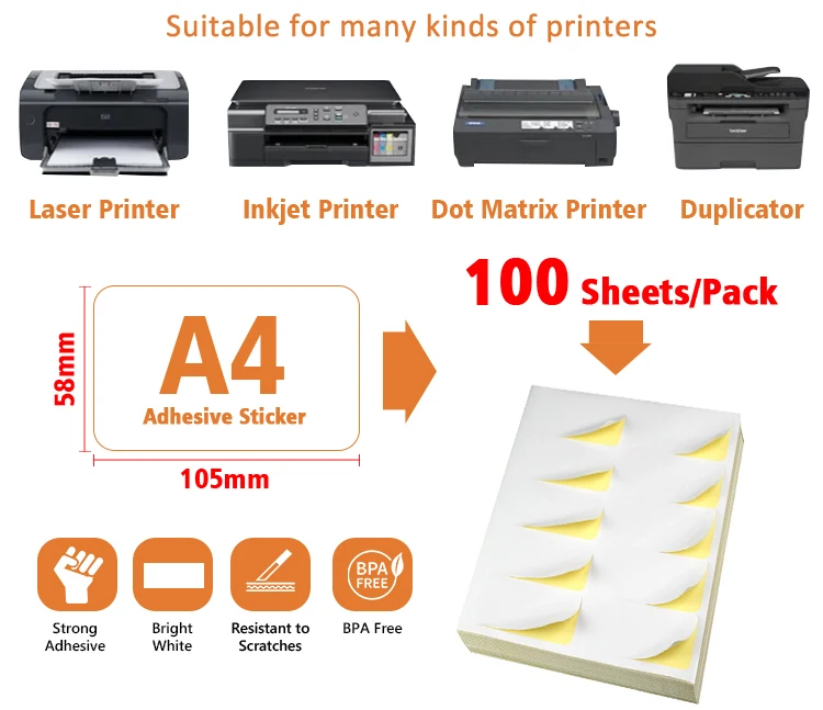 Fba Label Sticker A4 Paper Barcode Sticker Printing Thermal Label Custom Adhesive Paper Labels ...