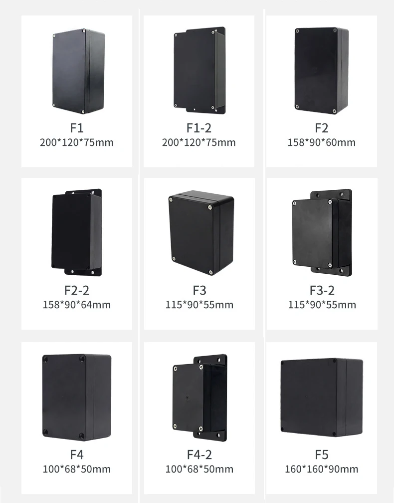 115x90x55mm Black Waterproof IP67 Junction Box - RYD