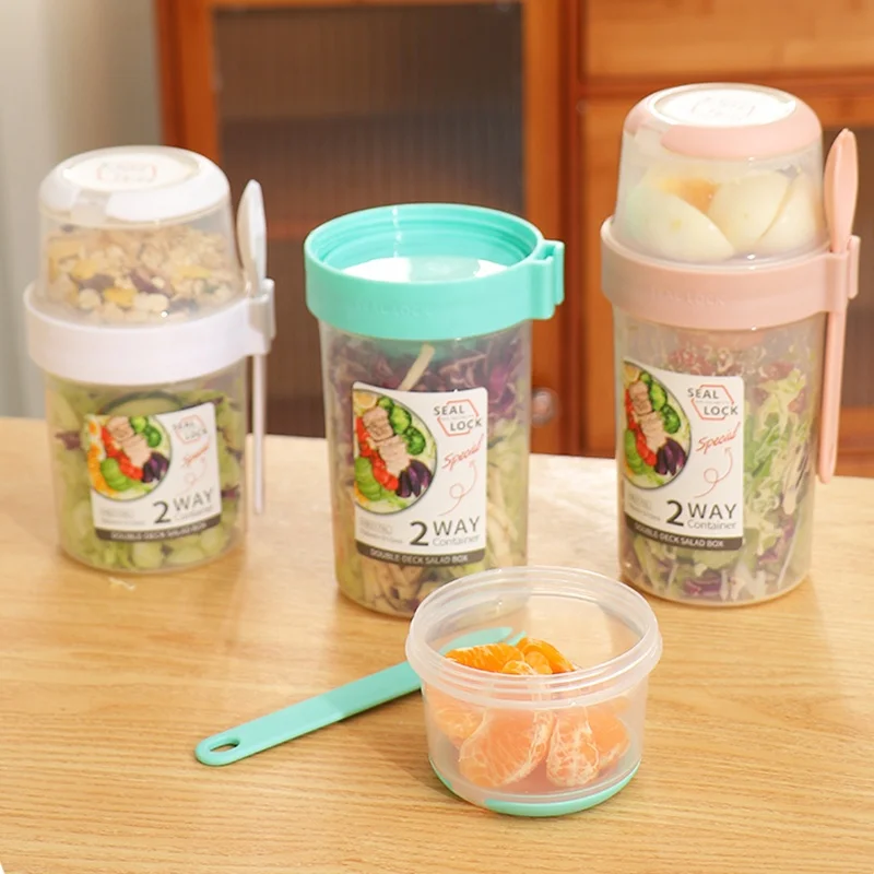Portable Bpa Free Cereal Breakfast Cup To Go Overnight Oats Jar Plastic ...