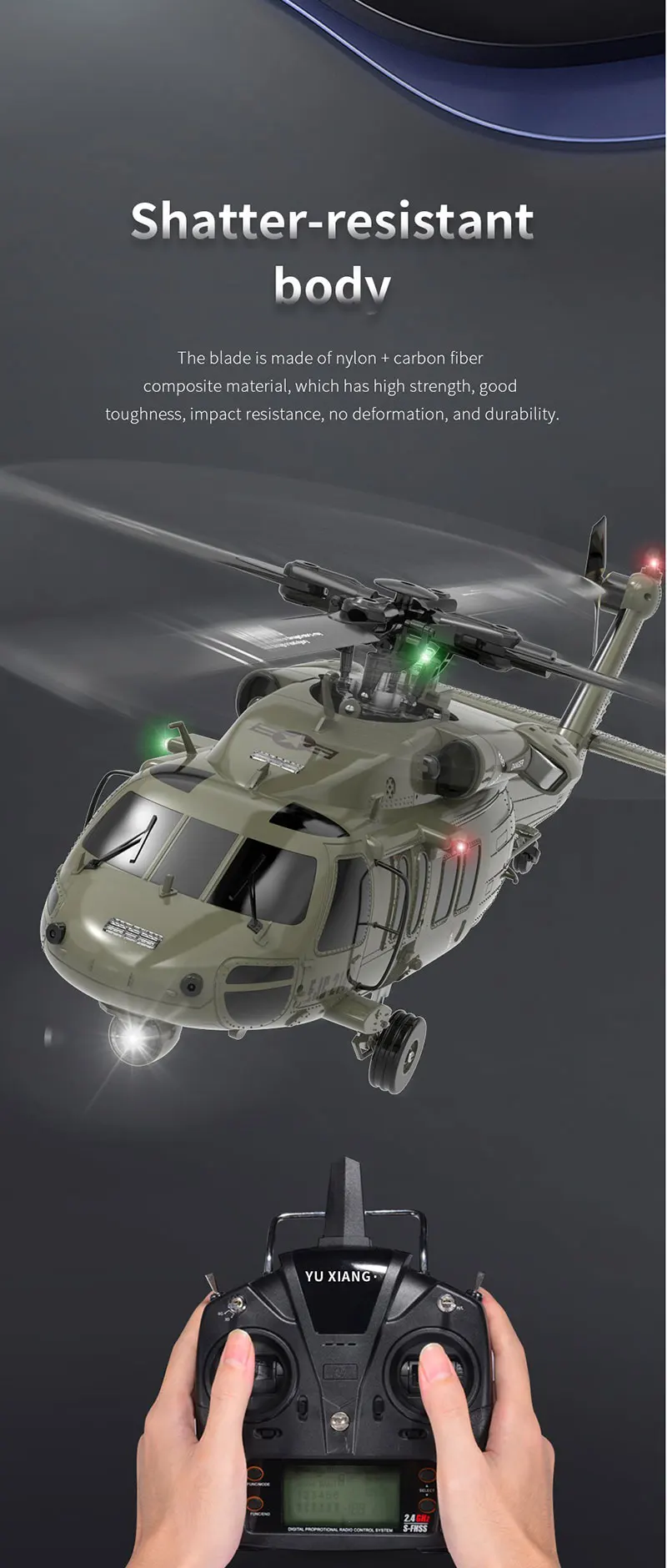 F09 RC Helicopter - 1:47 Scale Uh60-Black Hawk 6 Channels