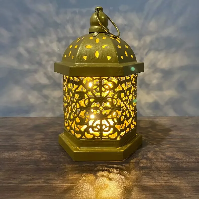 Wholesale Stock Eid Gift Retro Hollow Out LED Lanterns
