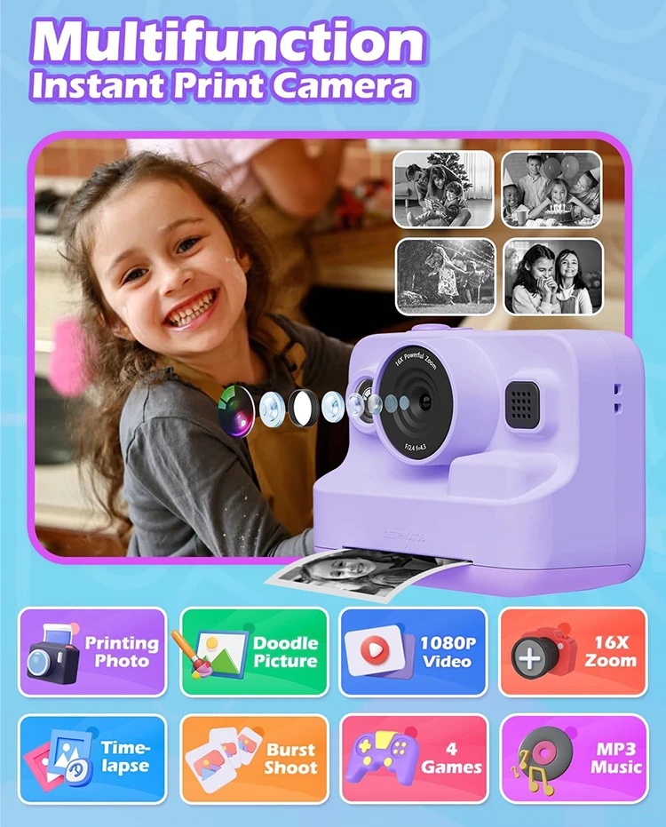 Polaroid Cute Cartoon Kids Instant Camera Children Fun Christmas Gift ...