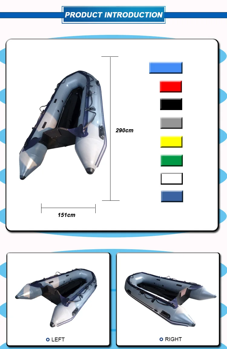 Pvc Fabric Inflatable Boat Heavy Duty Inflatable Boat 2.9m Slated Floor ...