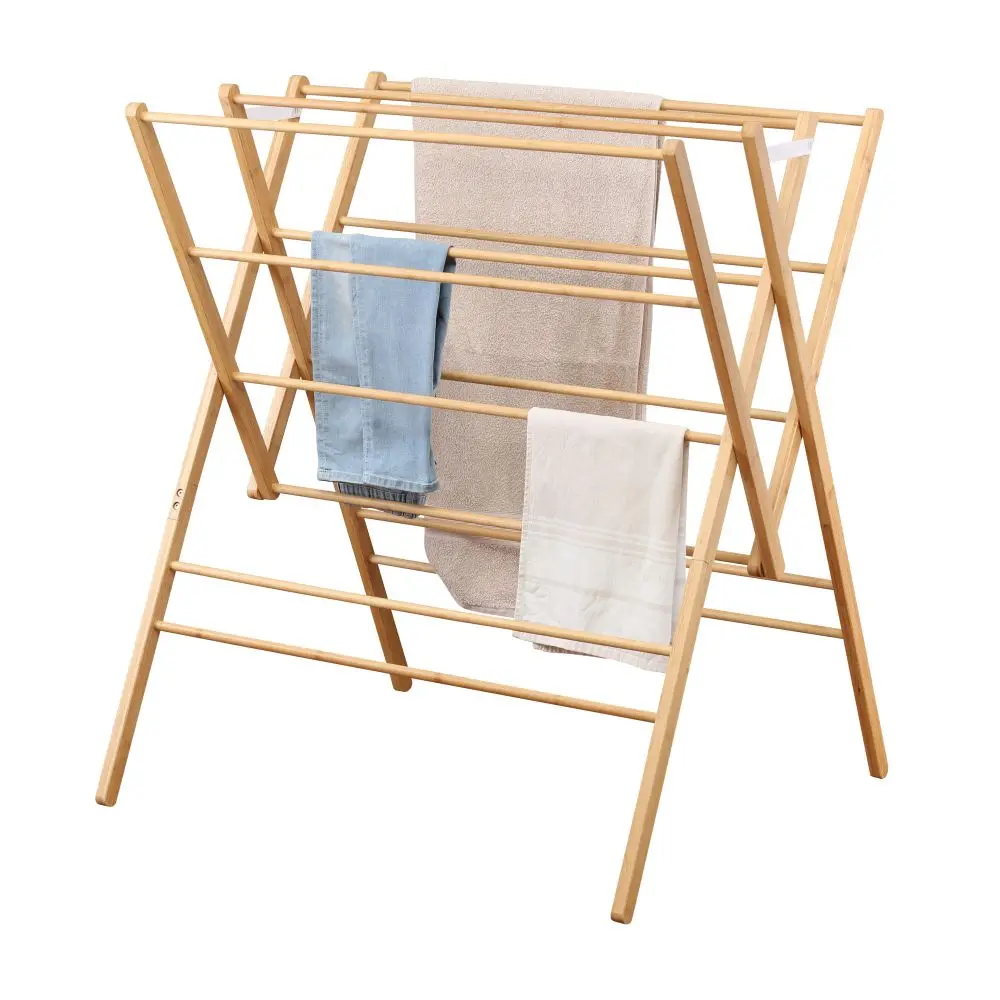 Bamboo Clothes Airer X-frame Foldable Clothes Drying Rack Folding ...