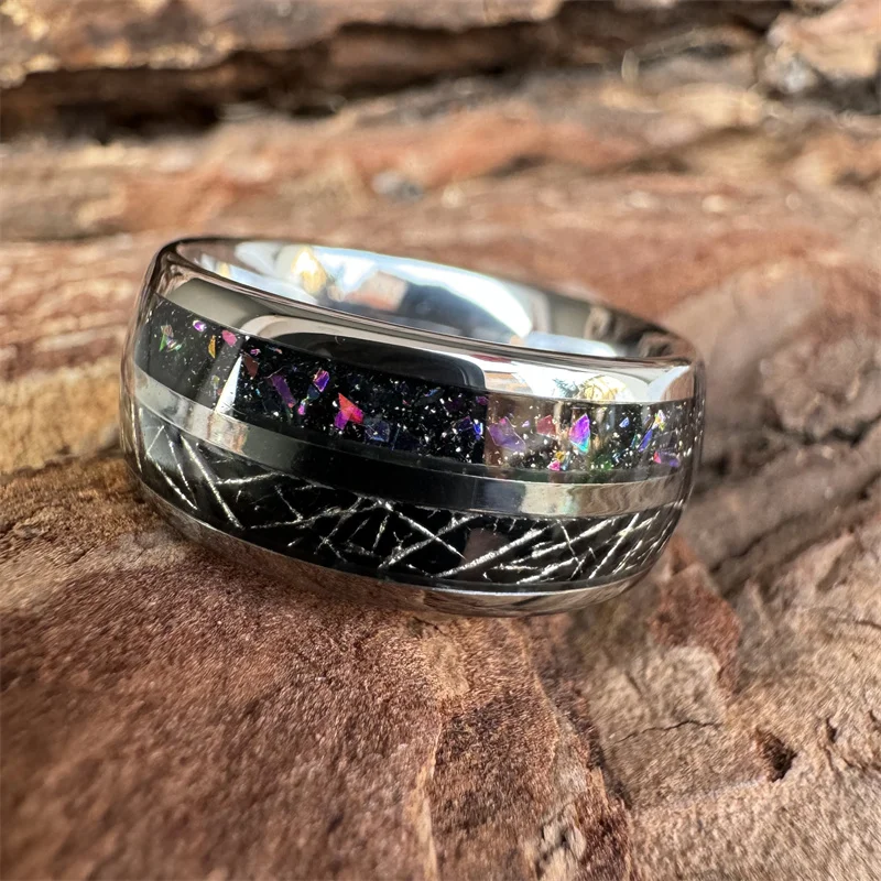 Macho Jewelry 8MM Tungsten Carbide Rings With Black Silver Sticker and ...