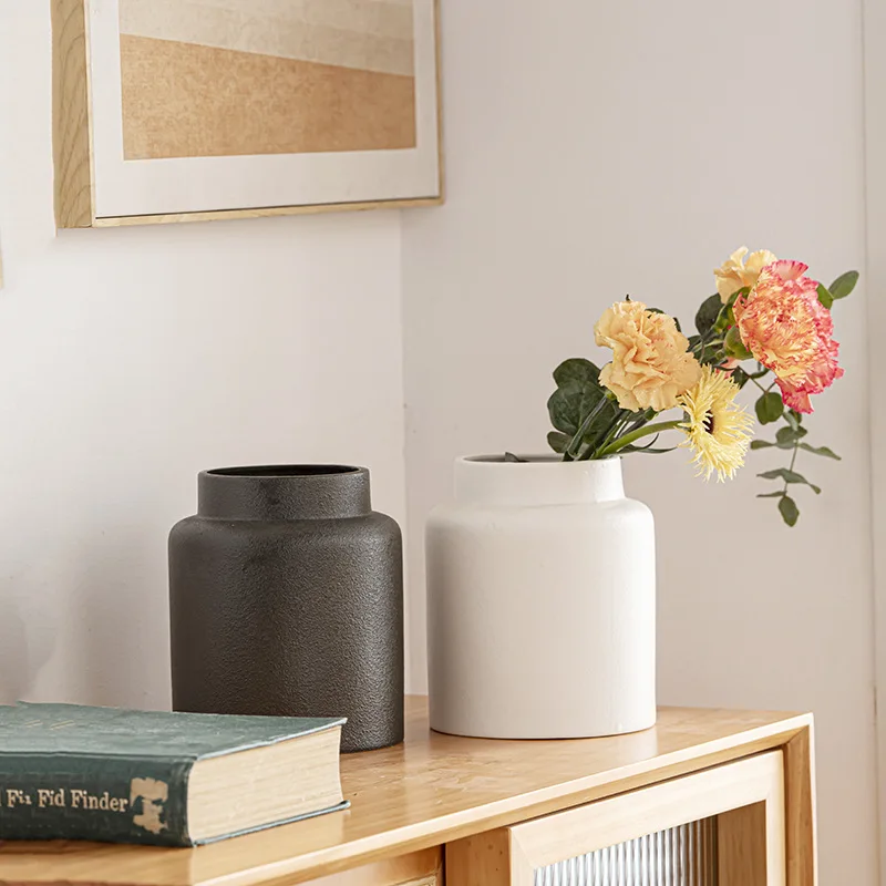 Modern White Large Caliber Ceramic Flower Vase Dried Flower Arrangement ...