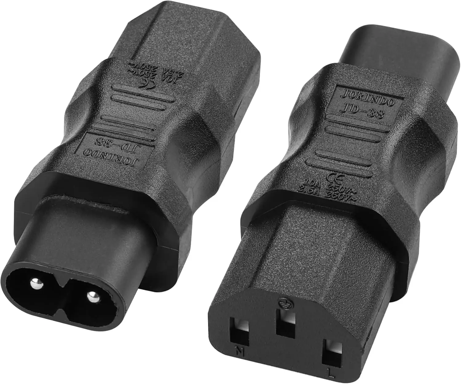 Male C8 to Female C13 Plug 10A PDU Power Adapter UPS IEC 320 Connector ...