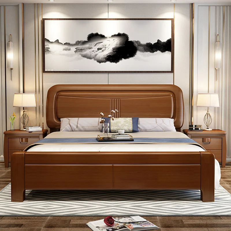 Modern Chinese-Style Solid Wood King Bed Room Luxury Bedroom Furniture ...