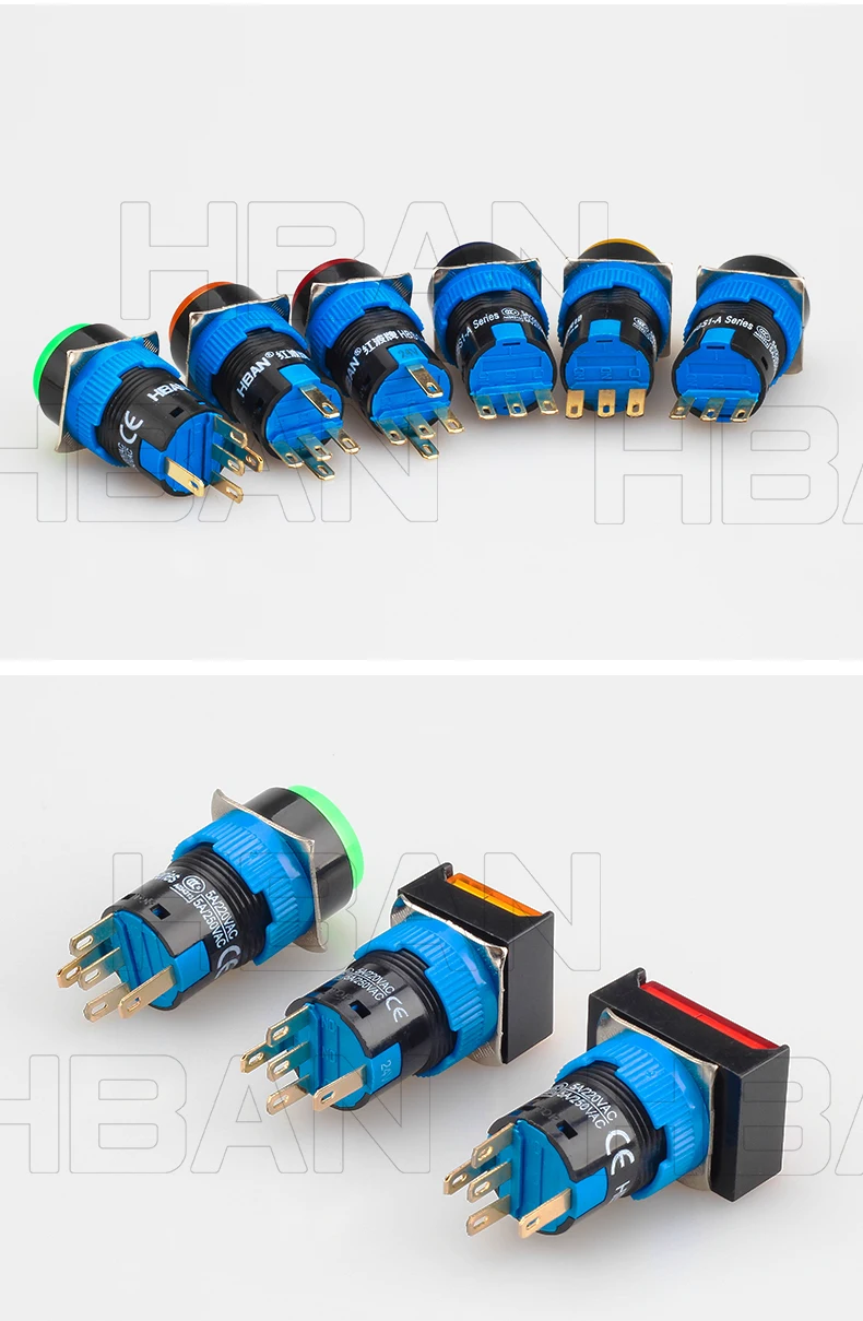 Plastic 24v 16mm Round Head 1no1nc Illuminated Push Button Switch With ...