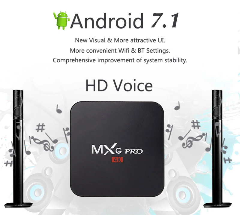 New Mxg Pro Rk3229 Android 7.1 TV Box Set Top Box 1G Ram 8g Rom IP TV ...