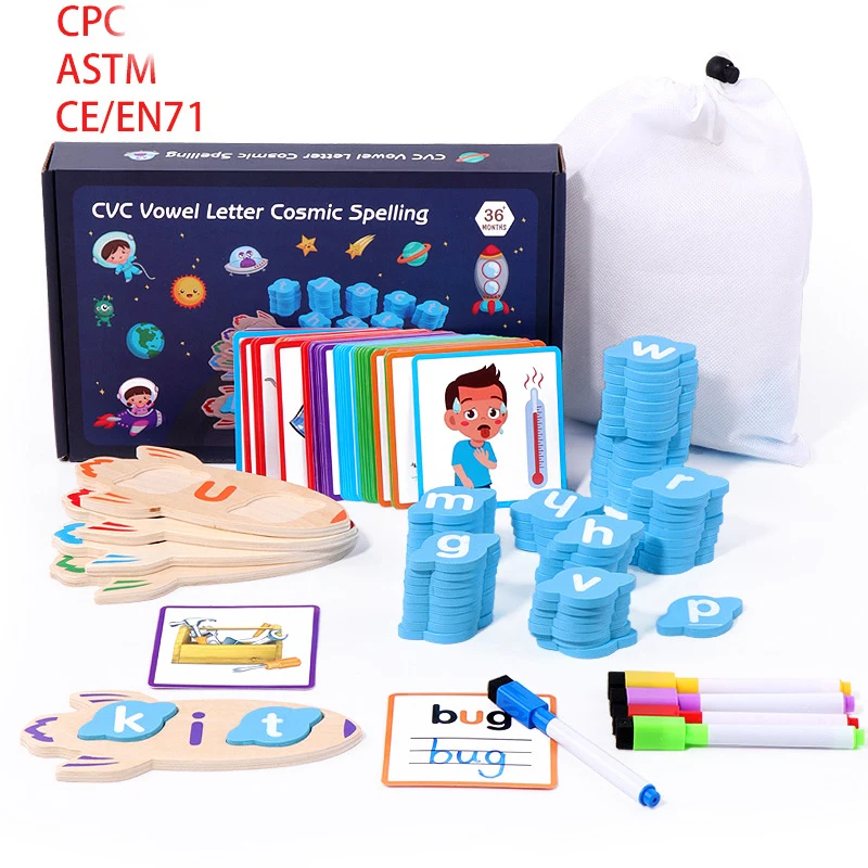 Wooden Word Spelling Game Children Early Education English Letters ...