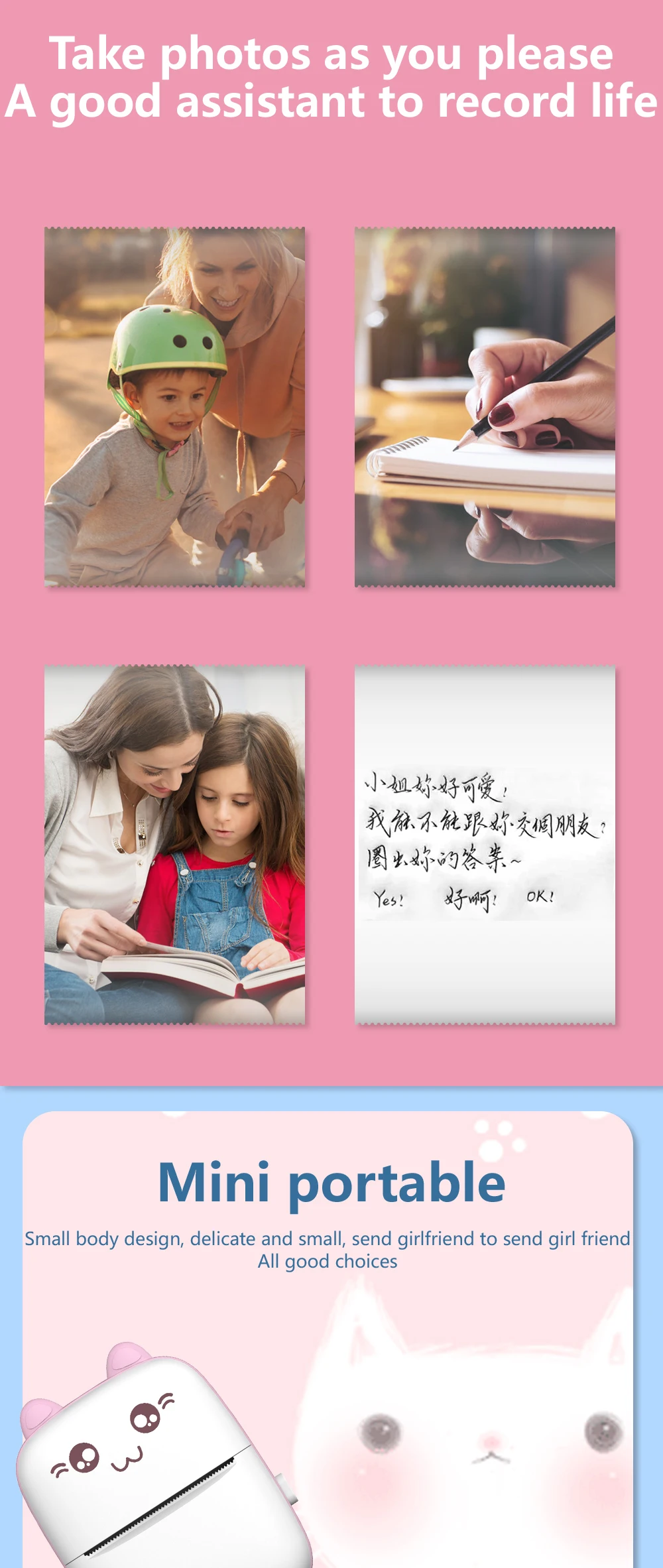 Live C9 Mini Portable Thermal Printer Cat Print Paper Photo Pocket ...