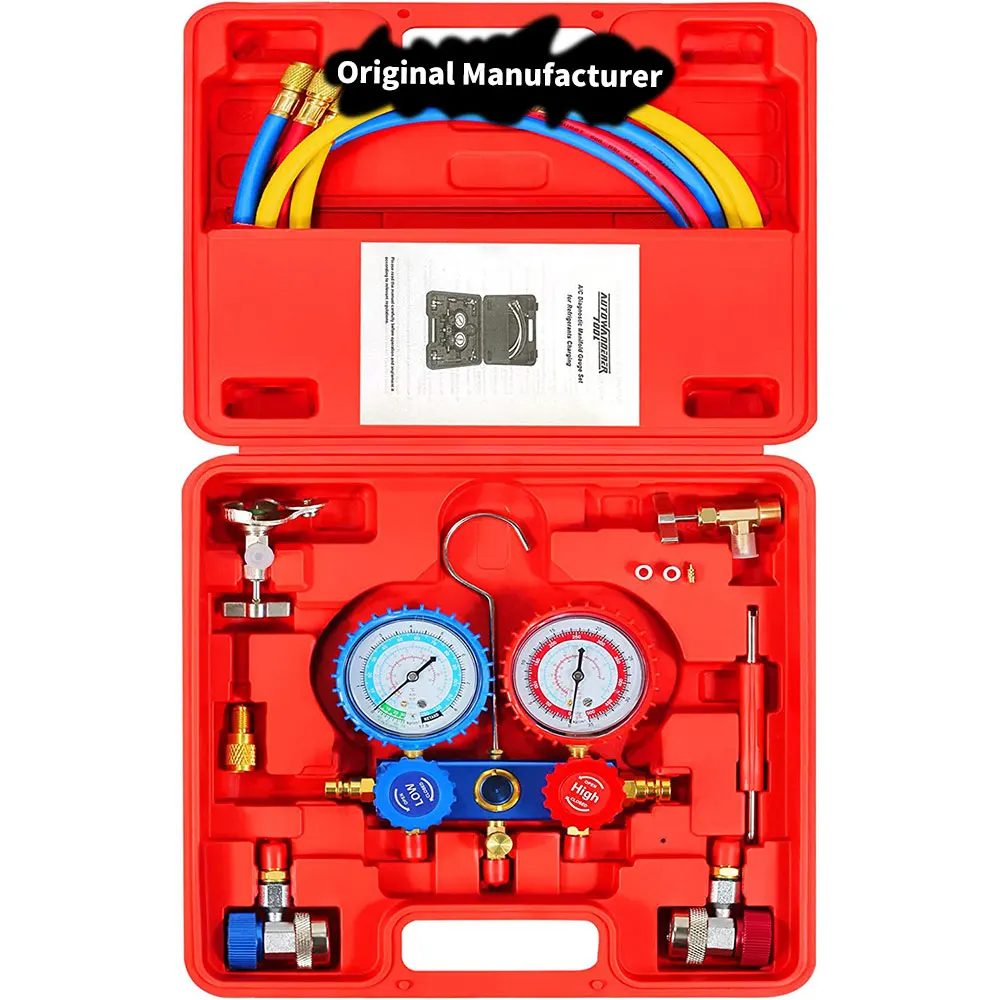 AC Gauge 3 Way Manifold Gauge Set Air Conditioning Manifold Charging ...