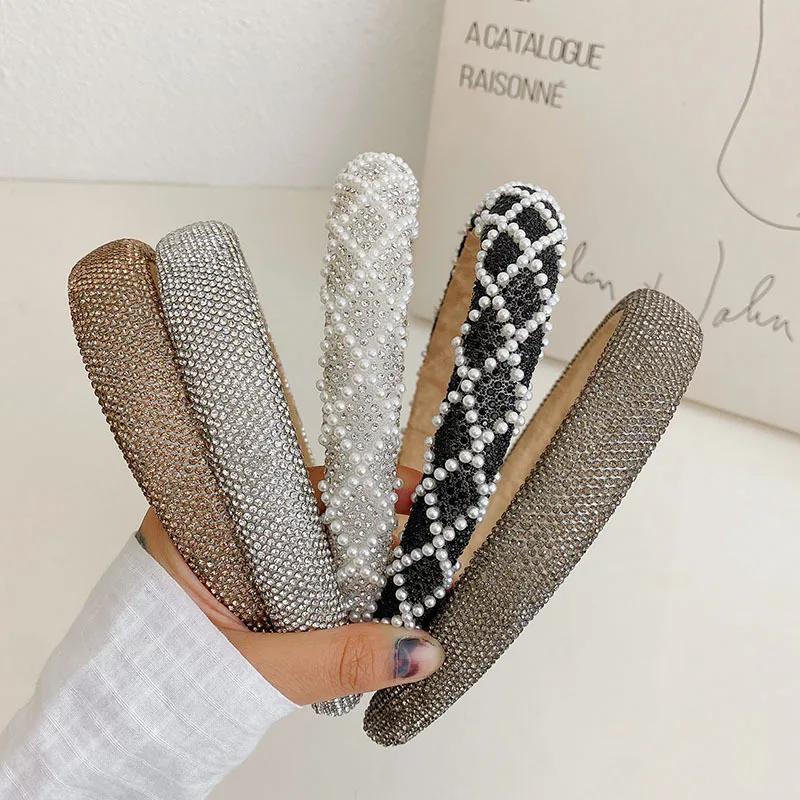 Wholesale Fashion Luxury Diamond Hairband Women Hair Accessories Beaded ...