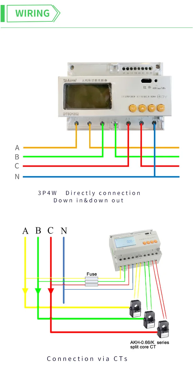3-phase Multi-Function Meters DTSD1352-C 0.5s RS485 Modbus-rtu
