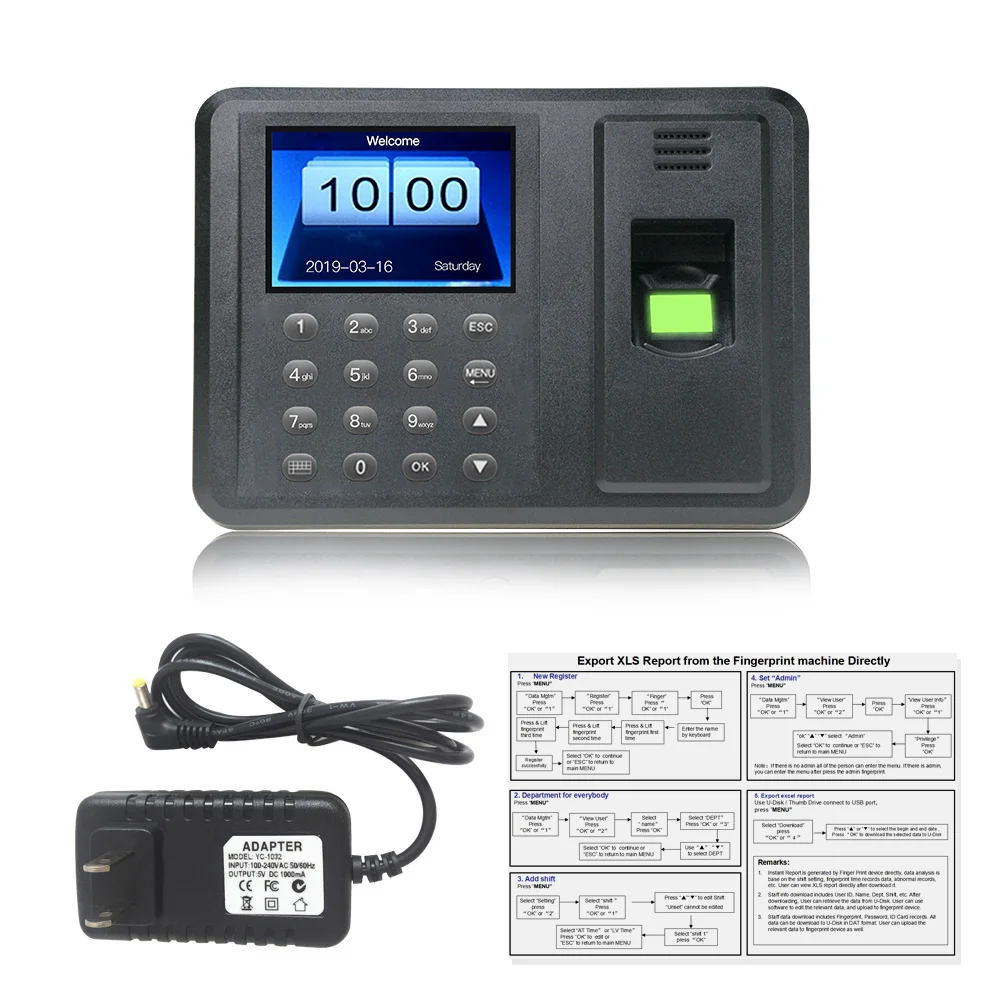 A6 Biometrics Fingerprint Time Attendance Machine for Shift Scheduling