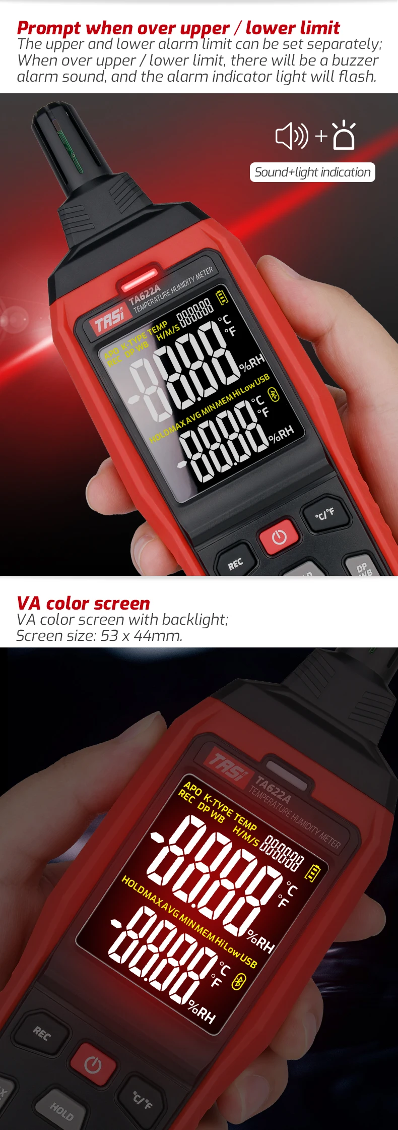 TASI TA622B Portable Thermometer Hygrometer with PC Connection