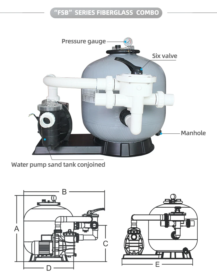 Sand Filter Pump Swimming Pool Filtration System Fiberglass Pool Sand ...