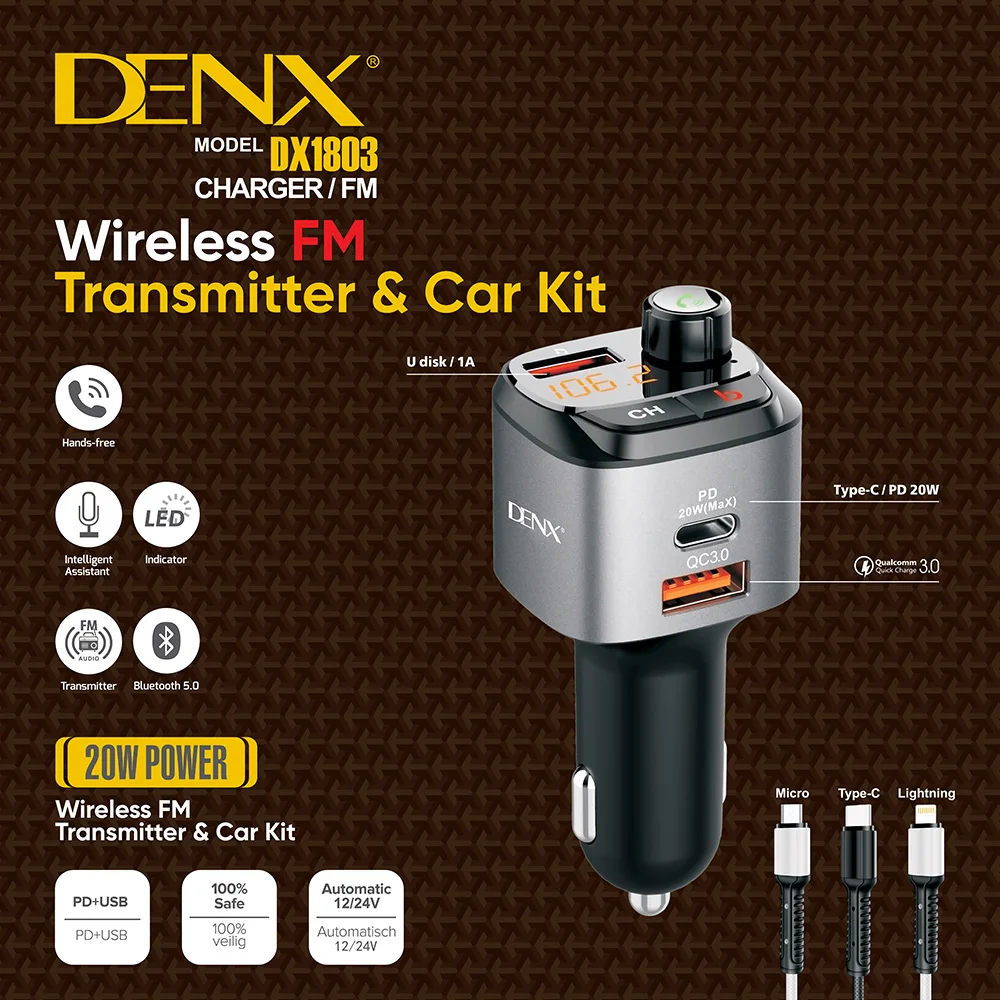 Denx Dx1803 Handsfree Call Stereo Music 20w Pd Fast Charging + Usb ...