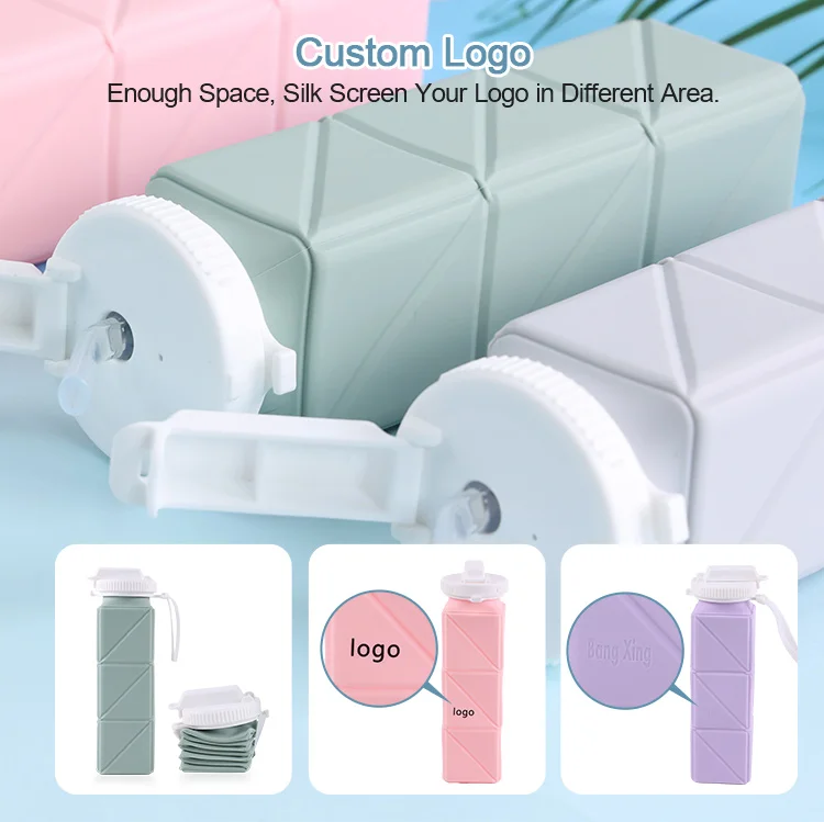 Reusable Straw 620ml Collapsible Water Bottle Custom Logo Leakproof ...
