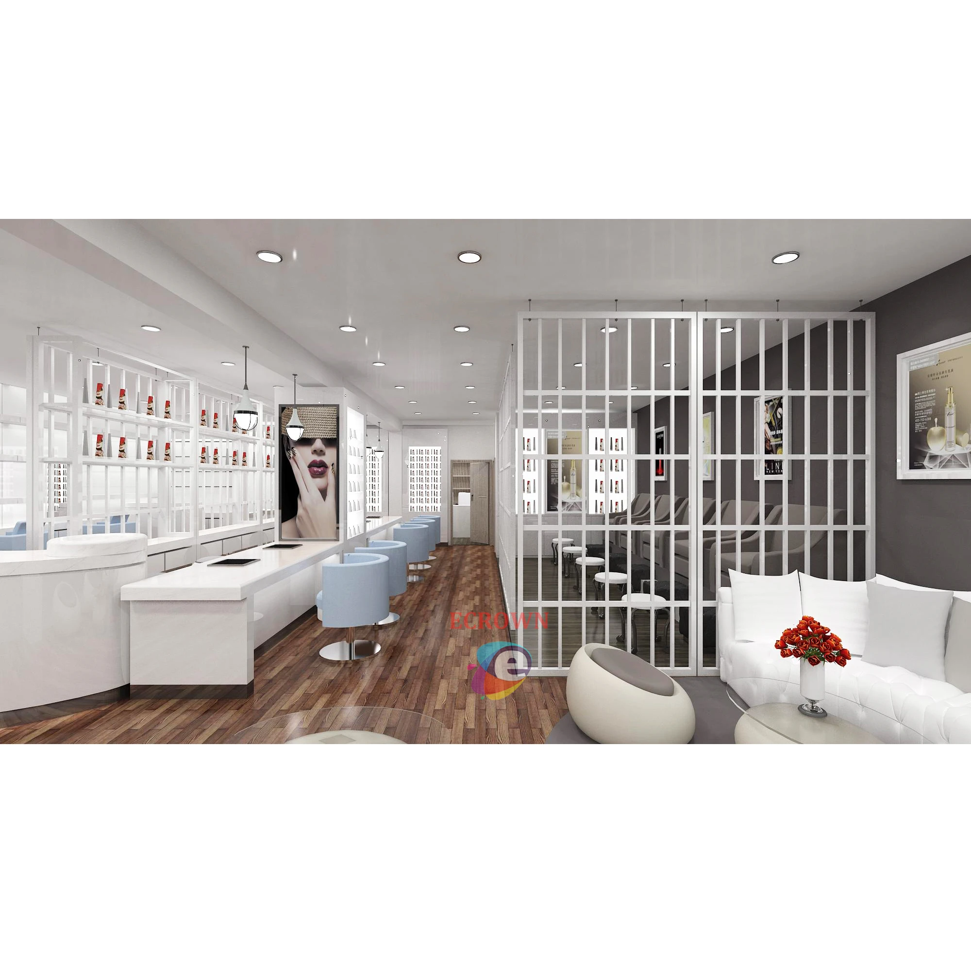 Elegant Mall Salon Beauty Booth Cabinet Wood Pearl Salon Kiosk Store ...