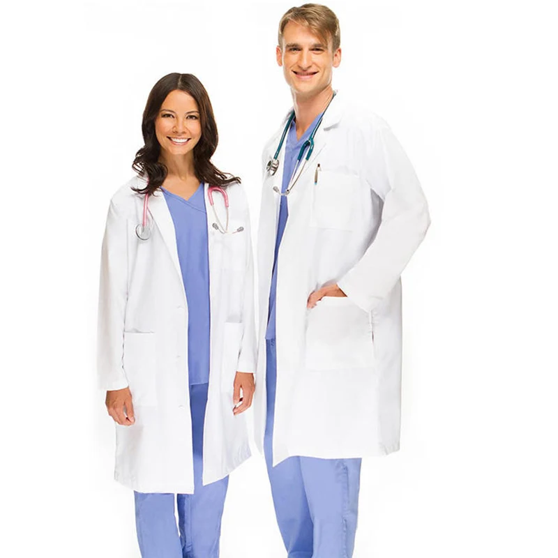 White Coat Medical Nursing Lab Coat White Unisex Waterproof Custom Long ...