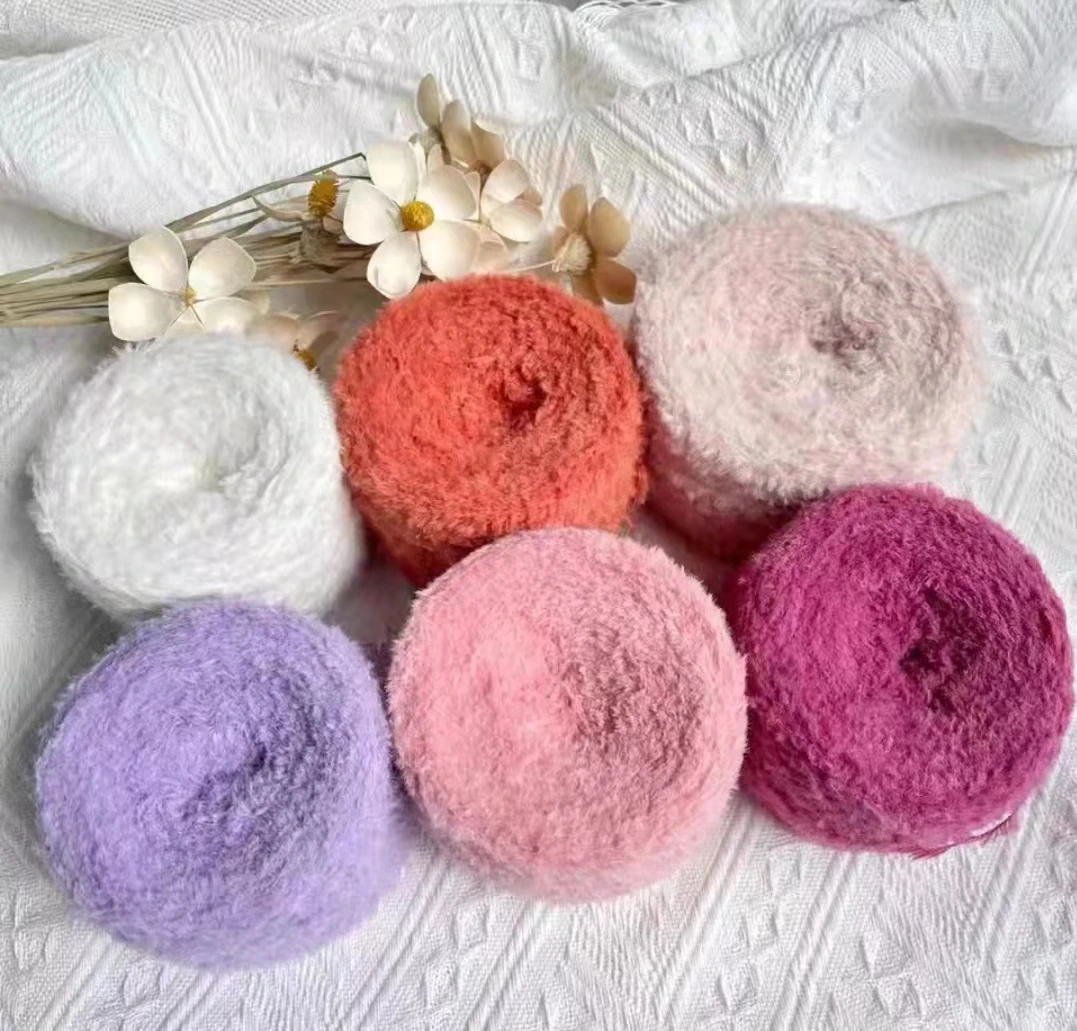 Quality Assurance Soft Fancy Fluffy Nylon Knitting Eyelash Mink Feather ...