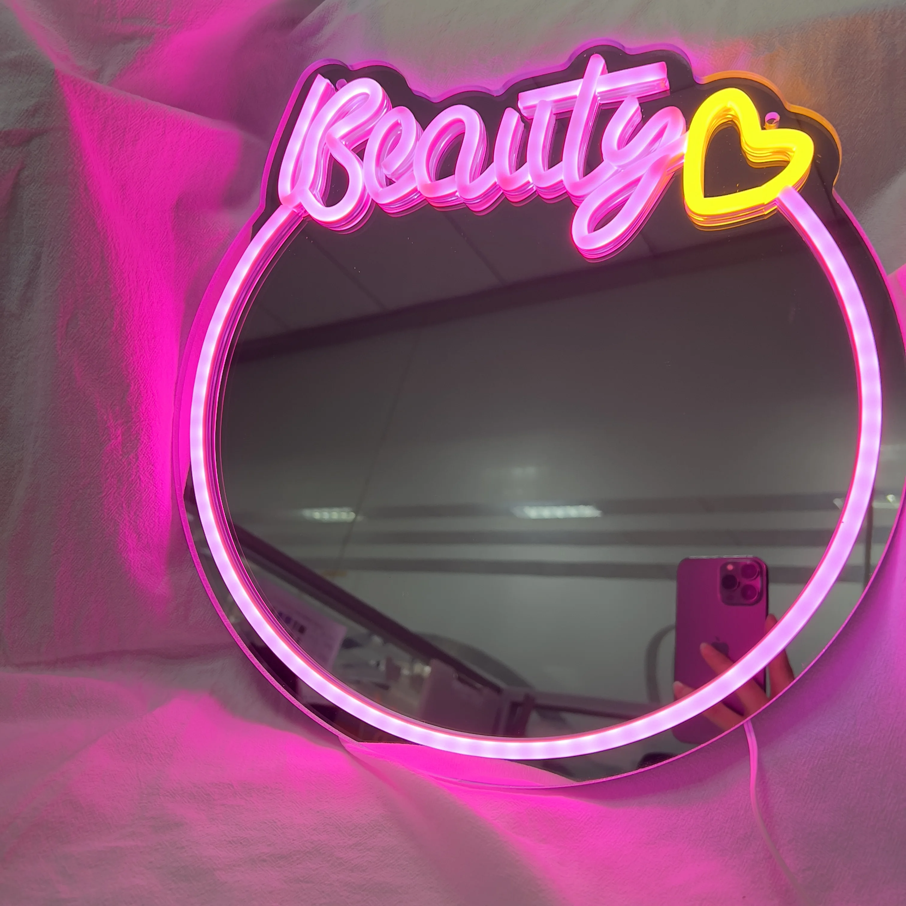 Customized Hello Kitty Mirror Neon Sign Touch Acrylic Mirror Dimmable ...