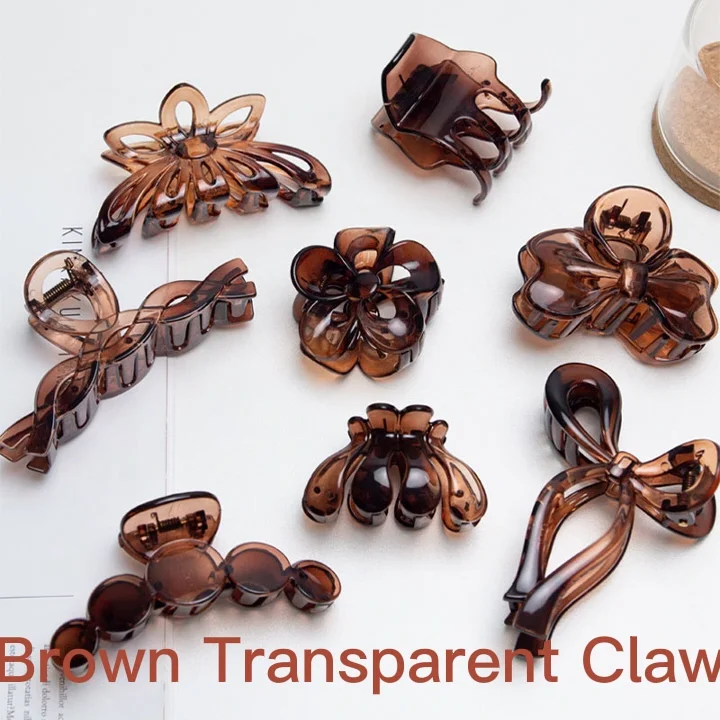 In Stock Brown Crystal Plastic Pc Large Hair Claw Clip Cheap Crab Price ...